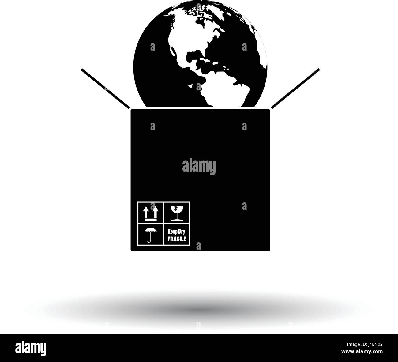 Planet in box. White background with shadow design. Vector illustration ...