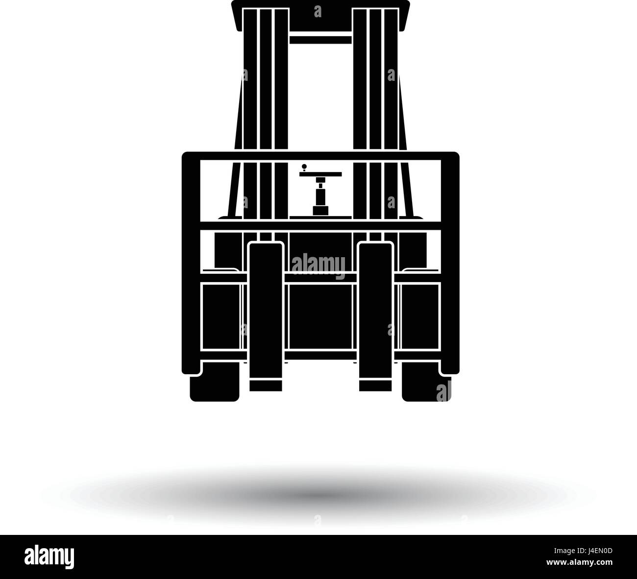 Warehouse forklift icon. White background with shadow design. Vector ...