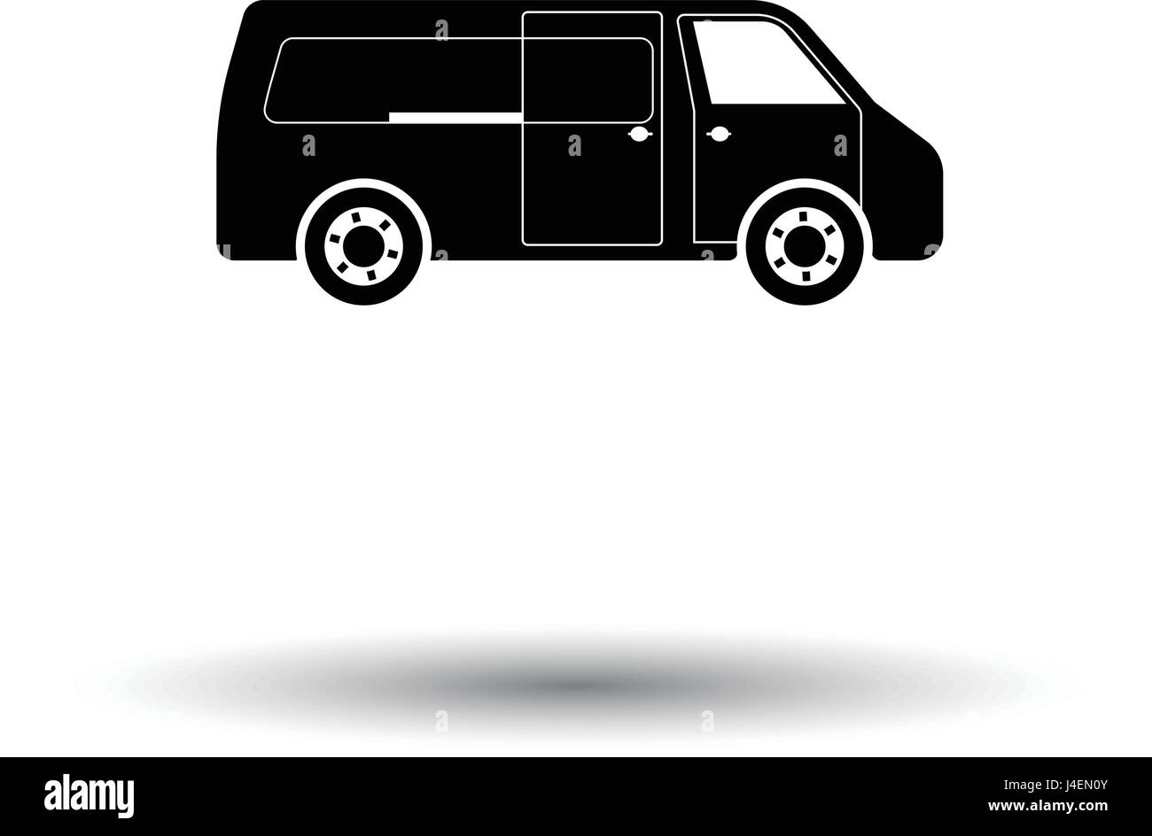 Commercial van icon. White background with shadow design. Vector ...