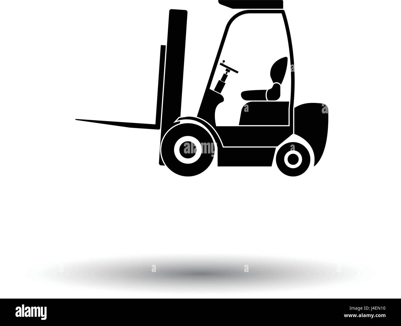 Warehouse forklift icon. White background with shadow design. Vector ...