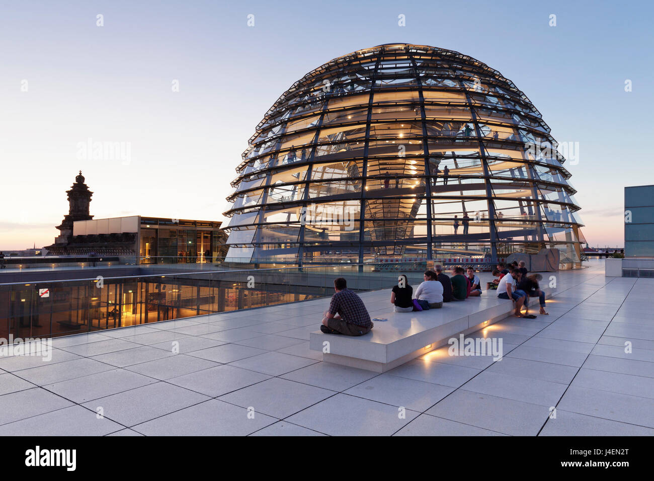 The Dome by Norman Foster, Reichstag Parliament Building at sunset ...