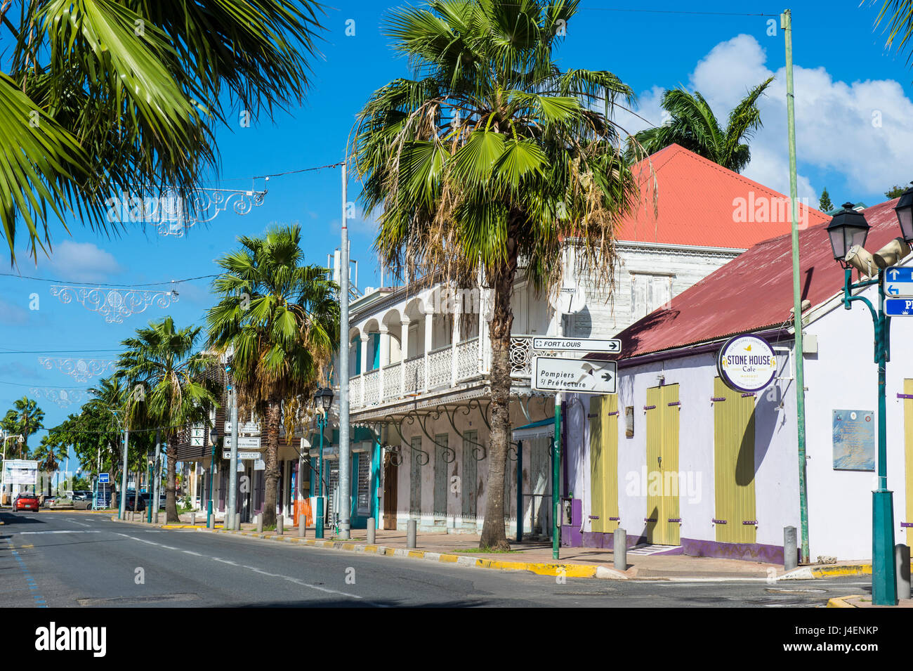 Colonial architecture in Marigot, St. Martin, French territory, West ...