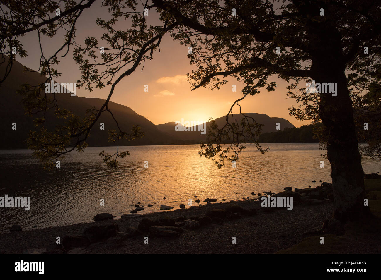Sunset on Buttermere in the Lake District, Cumbria England UK Stock ...