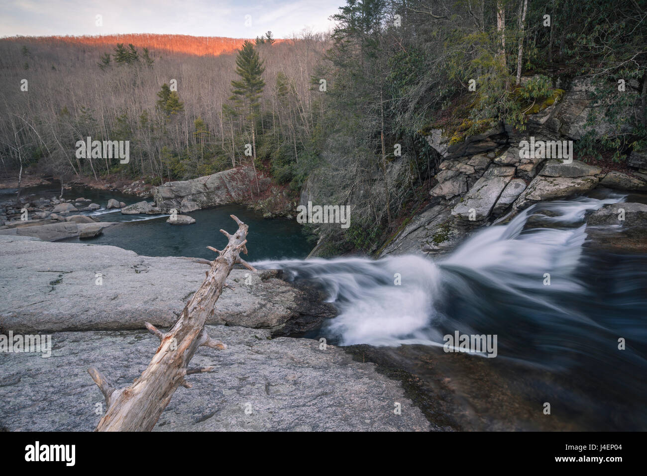 Elk River Falls at sunset, Elk River, Blue Ridge Mountains, North ...