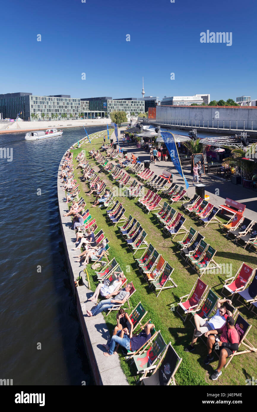 Capital Beach bar at Spreebogen Park, TV Tower, Berlin, Germany, Europe ...