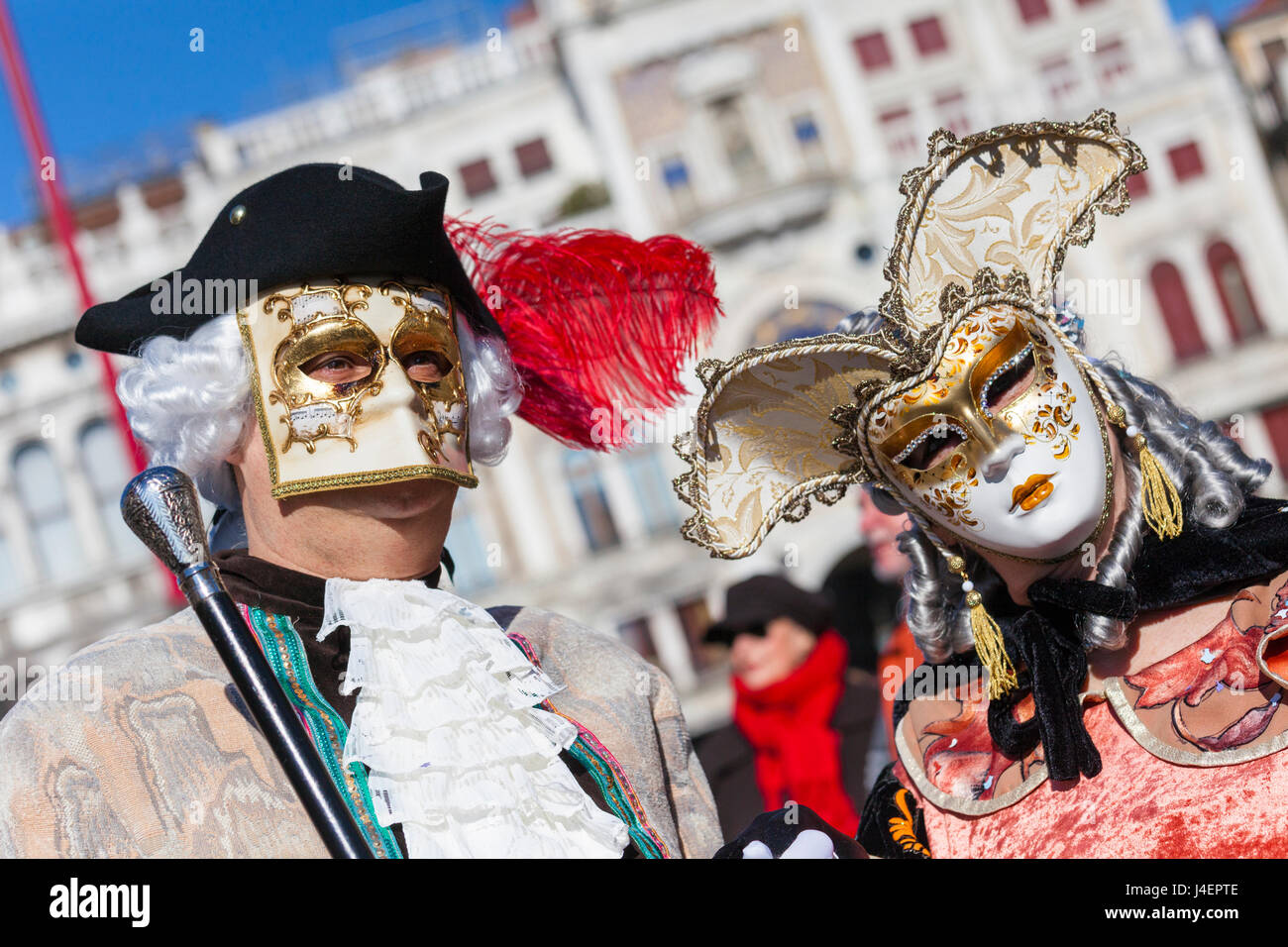 Colourful masks and costumes of the Carnival of Venice, famous festival ...