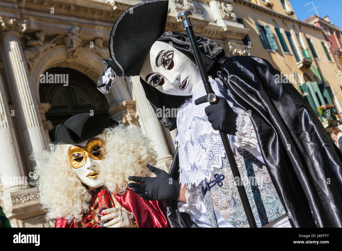 Colourful masks and costumes of the Carnival of Venice, famous festival ...