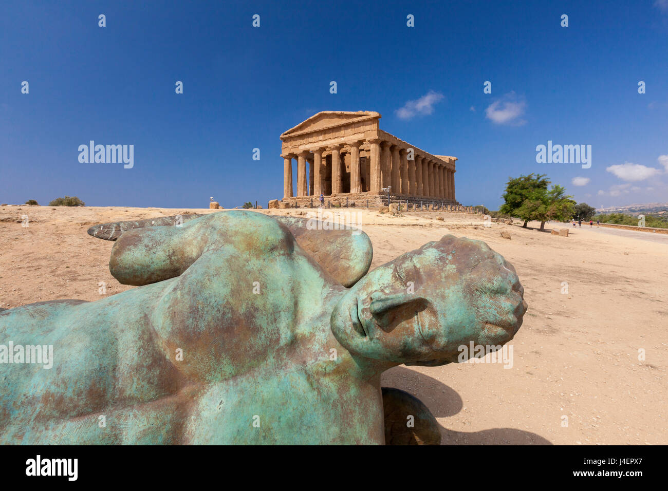 Bronze statue of the fallen Icarus frames the ancient Temple of ...
