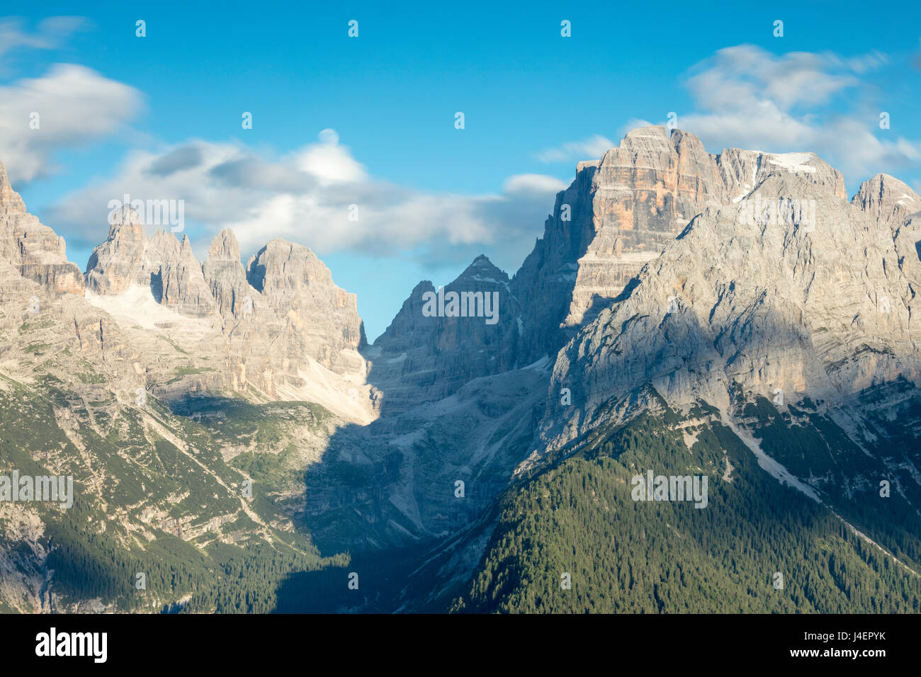 View of the high rocky peaks from Malga Ritorto, Madonna di Campiglio ...