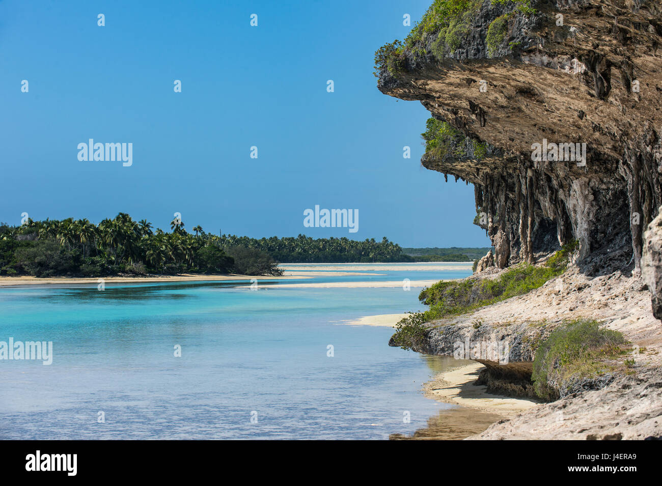 The grey Lekiny cliffs, Ouvea, Loyalty Islands, New Caledonia, Pacific ...