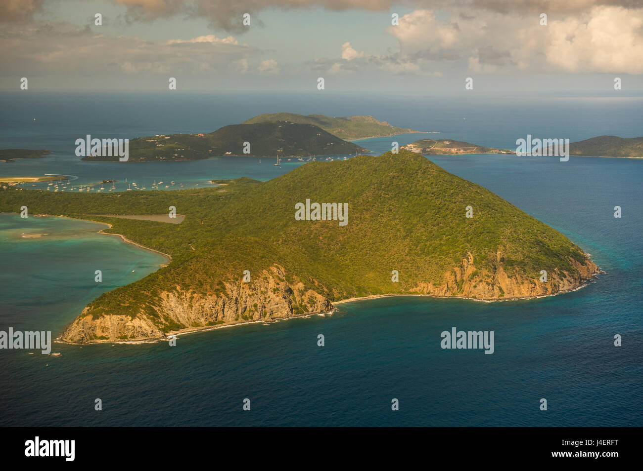 Aerial of Beef Island, British Virgin Islands, West Indies, Caribbean ...