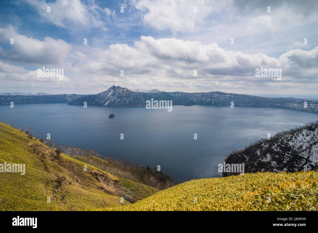 The caldera of Lake Mashu, Akan National Park, Hokkaido, Japan, Asia ...