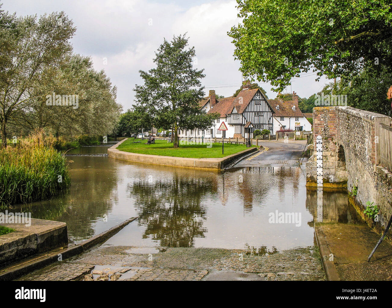 Village of Eynsford in Kent with the Plough Inn in the centre of the ...