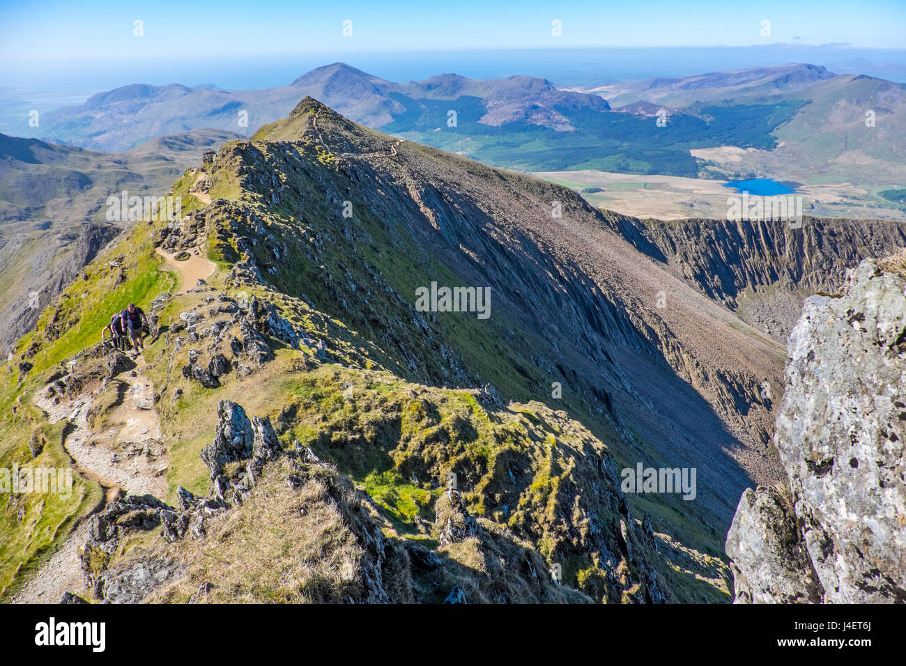 On the Rhyd Ddu path approaching the summit of Snowdon showing Bwlch ...