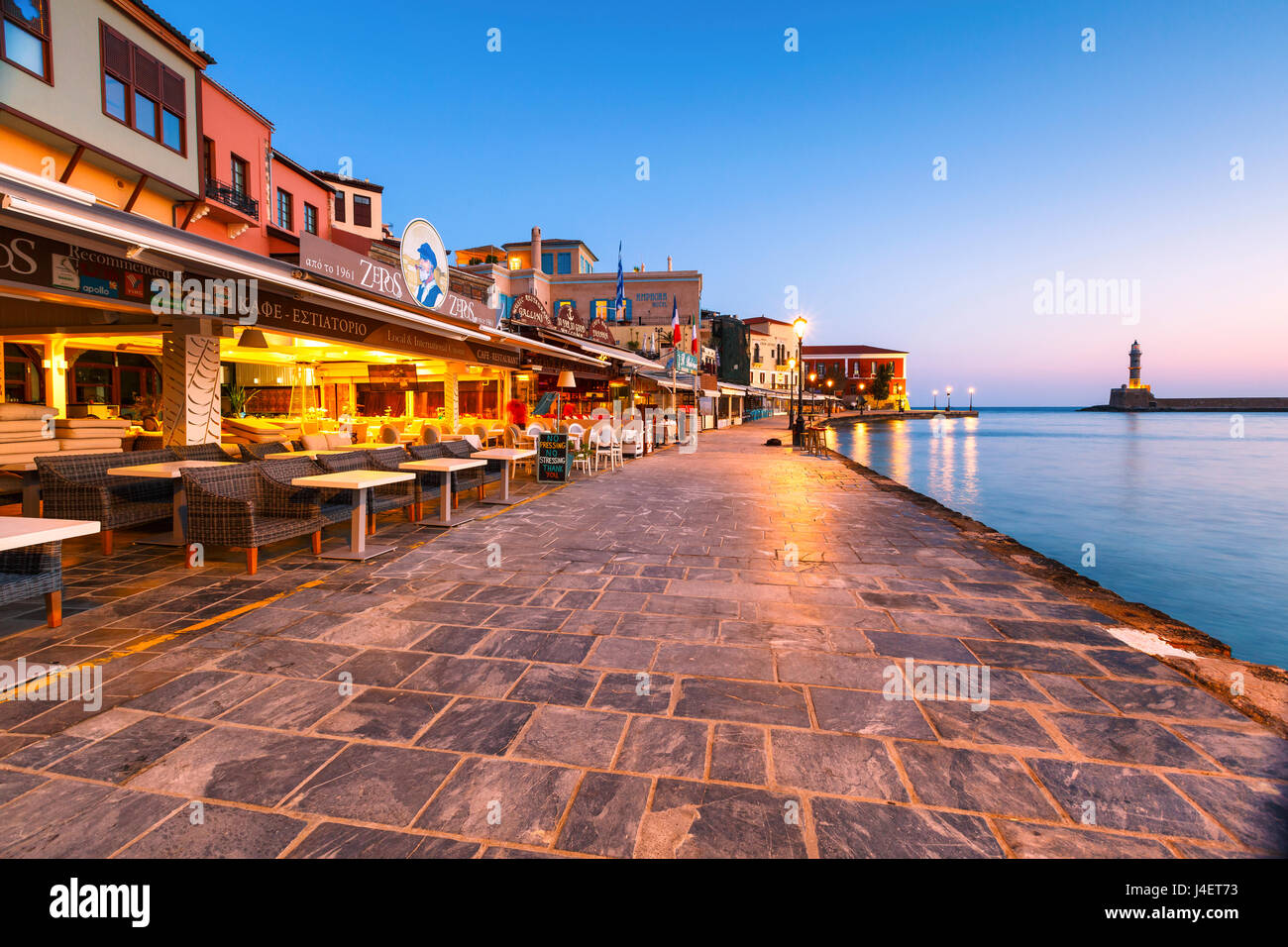 Old Venetian harbor of Chania town on Crete island, Greece Stock Photo ...