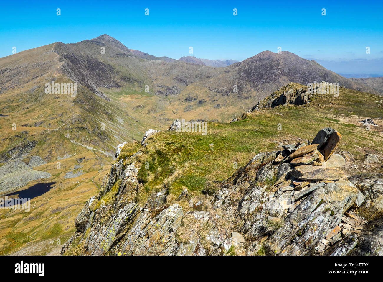 Snowdon viewde from the Yr Arran to the south, showing the South Ridge ...