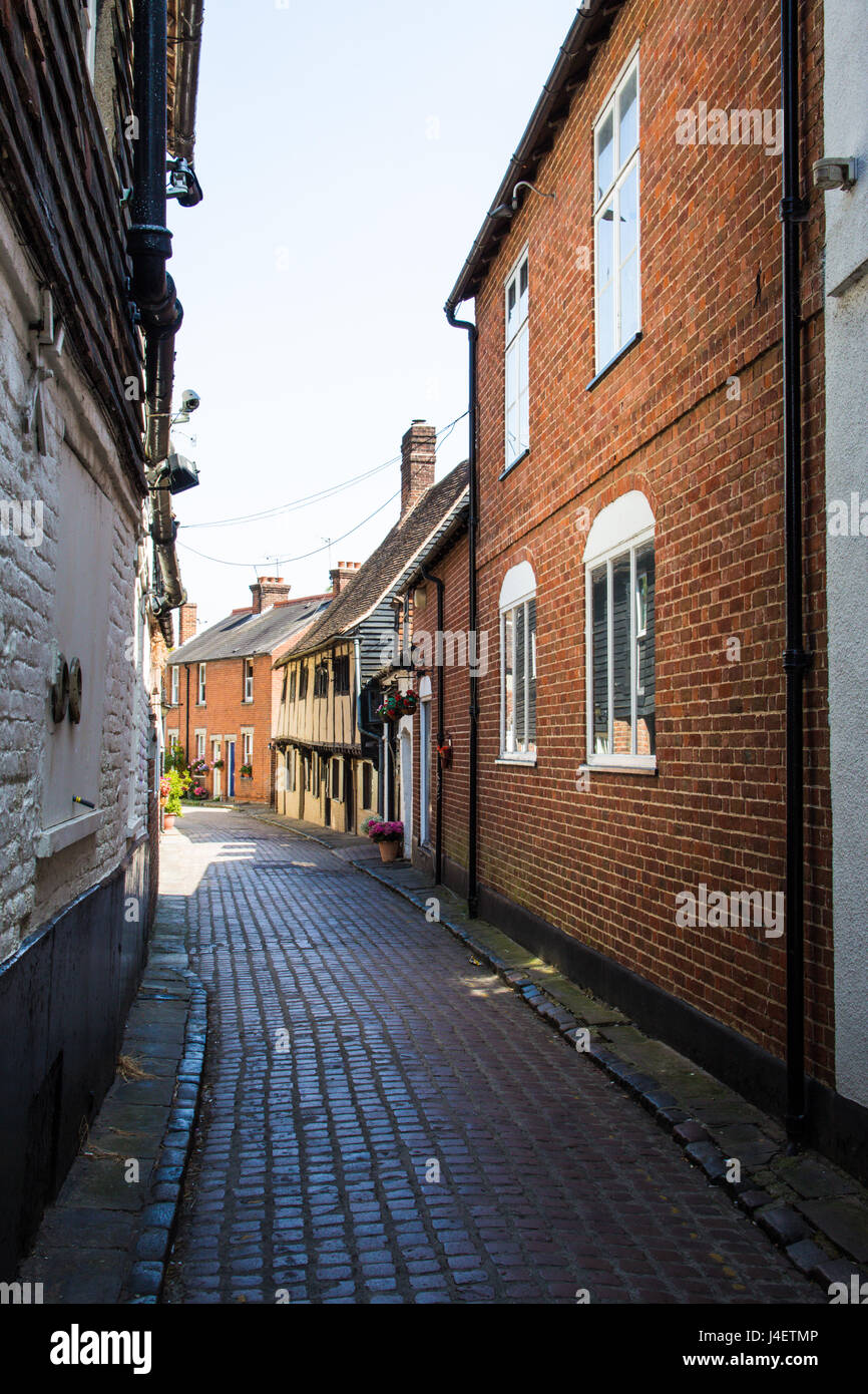 Traditional brick houses in a narrow alley in Canterbury, England Stock ...