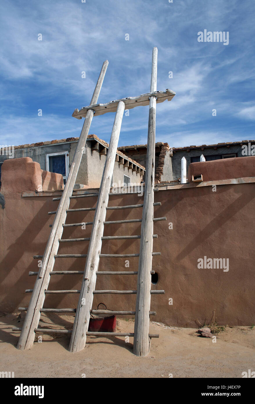 Acoma Pueblo Ladder Stock Photo - Alamy