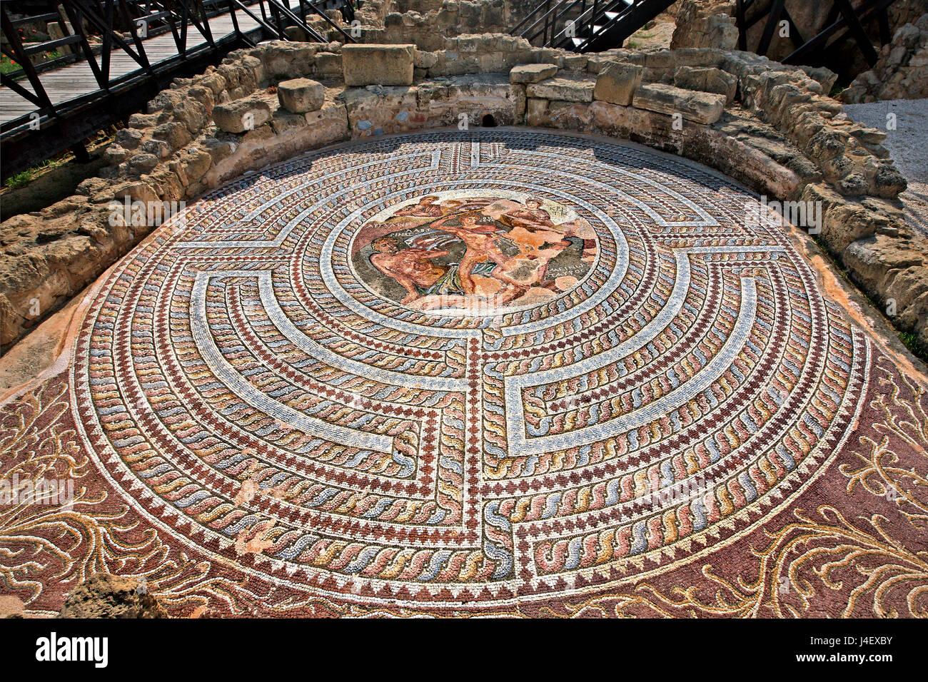 Impressive and very well preserved mosaic in the "House of Theseus", at ...