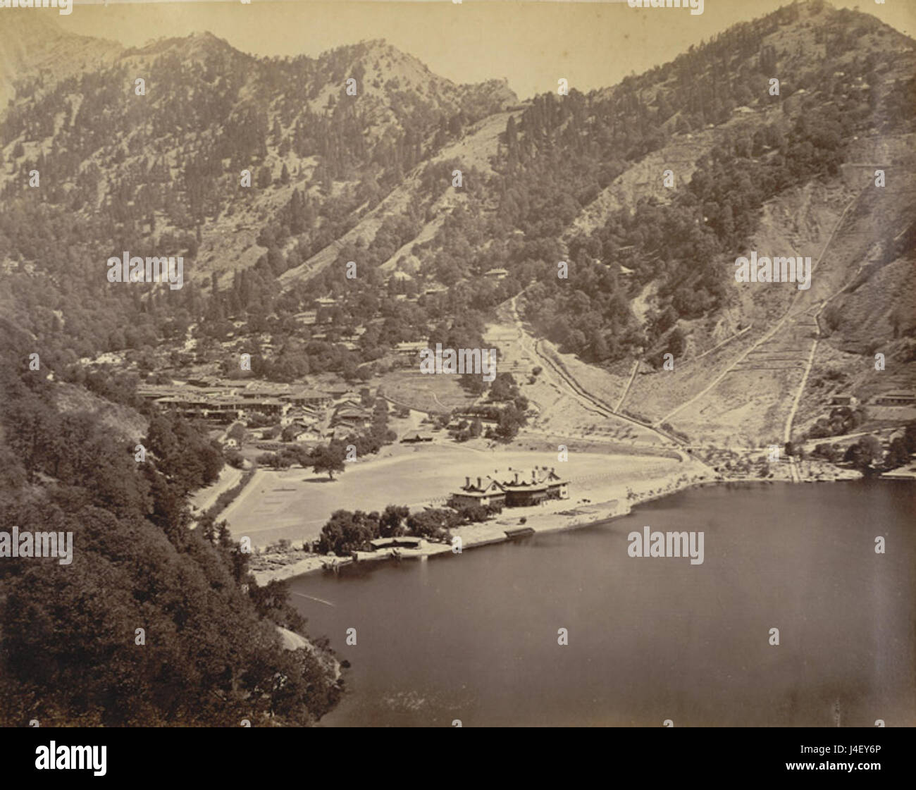 Mallital in Nainital, India, in 1883, shows the town's landscape two ...