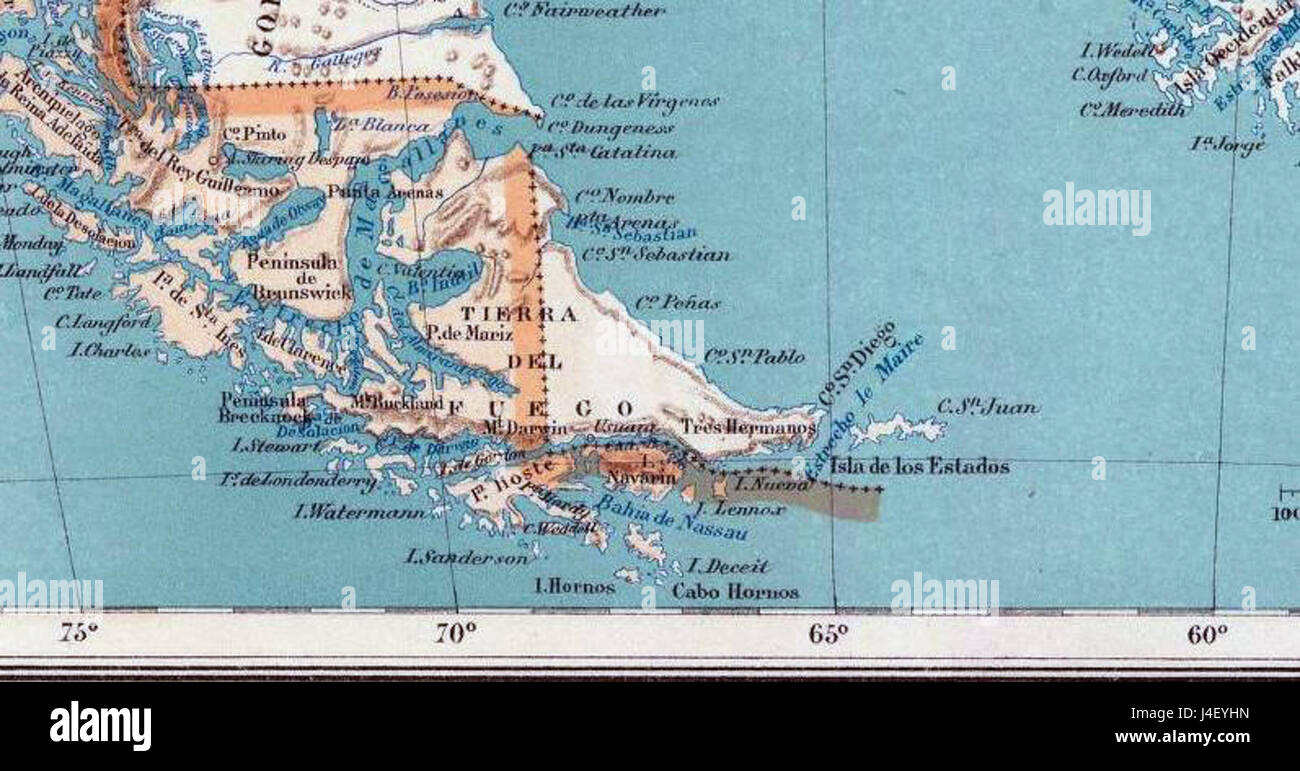 Mapa Canal del Beagle 1888 Stock Photo - Alamy