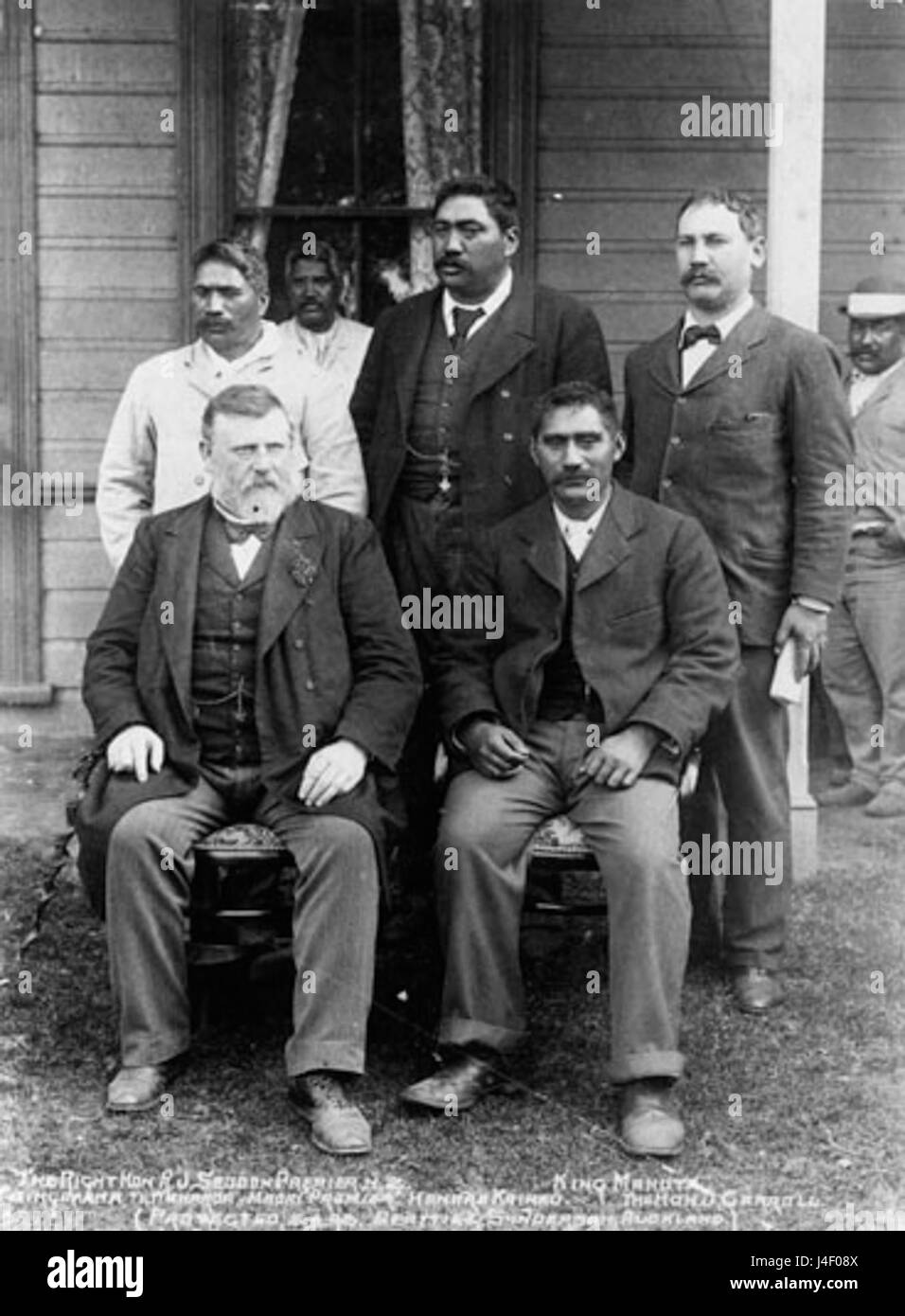 A historical photograph showing Mahuta Tawhiao, a MÄ ori leader ...
