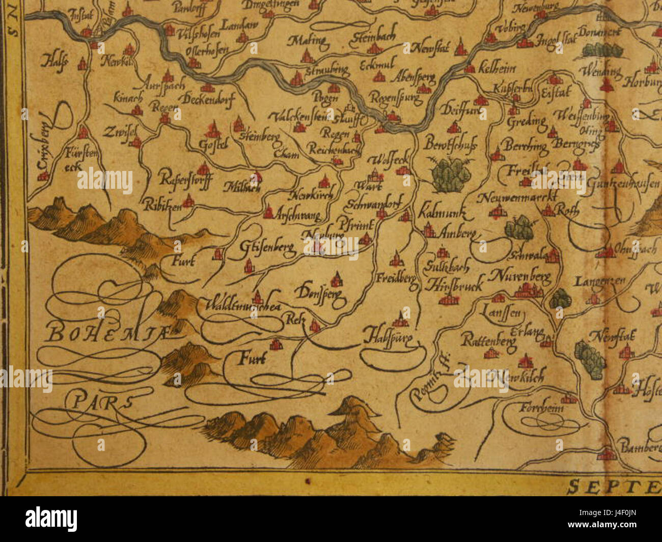 Map of Swabia Bavaria Odenwald southwest 1600 Stock Photo - Alamy