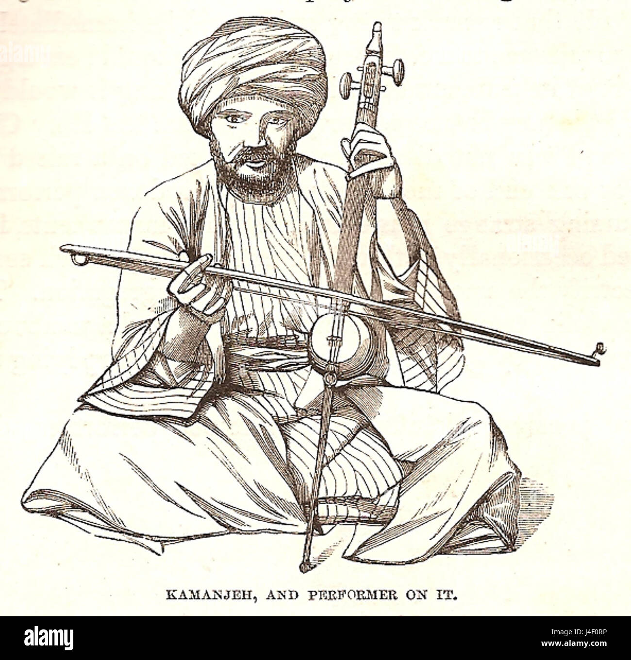 Kamanjeh and performer on it p. 578 in Thomson 1859 Stock Photo - Alamy