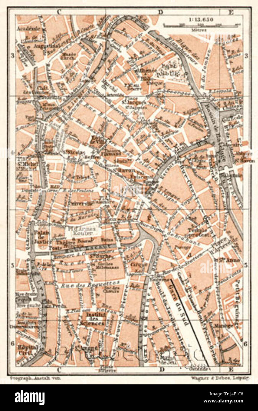 Ghent centre map 1909 Stock Photo - Alamy