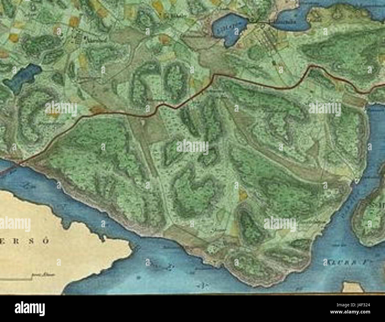 A detailed map of Bromma Socken, a district in Stockholm, Sweden, from ...