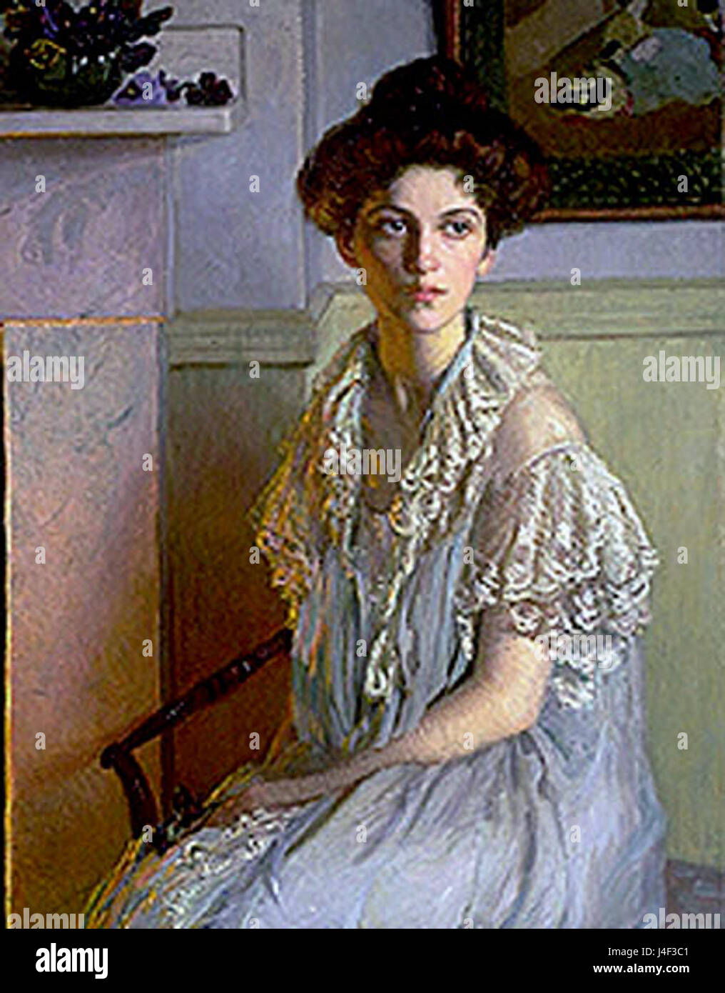 Lilla Cabot Perry Lady With Bowl of VIolets 1910 Stock Photo - Alamy