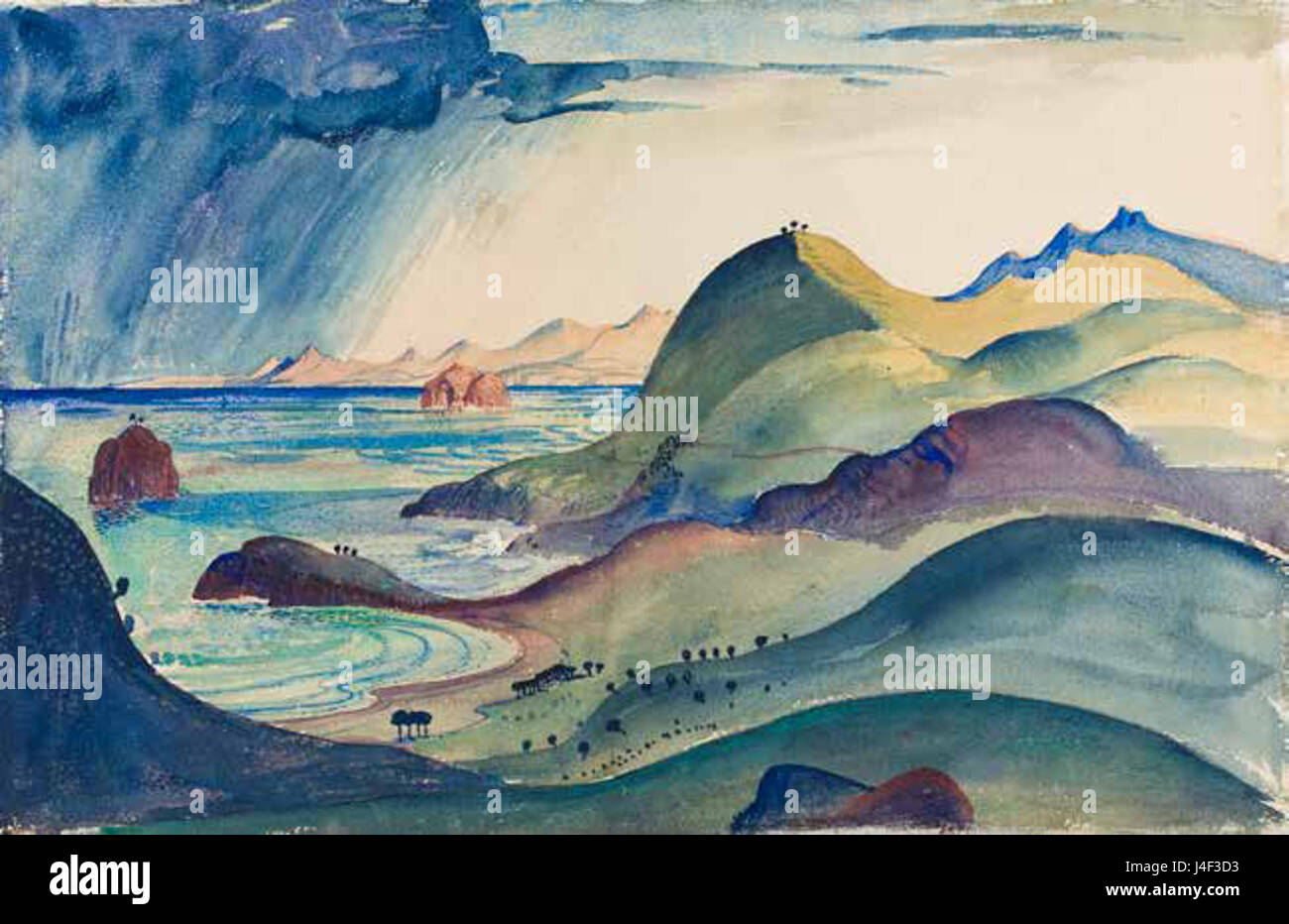 Coast at Cerbere c. 1910 James Dickson Innes Stock Photo - Alamy