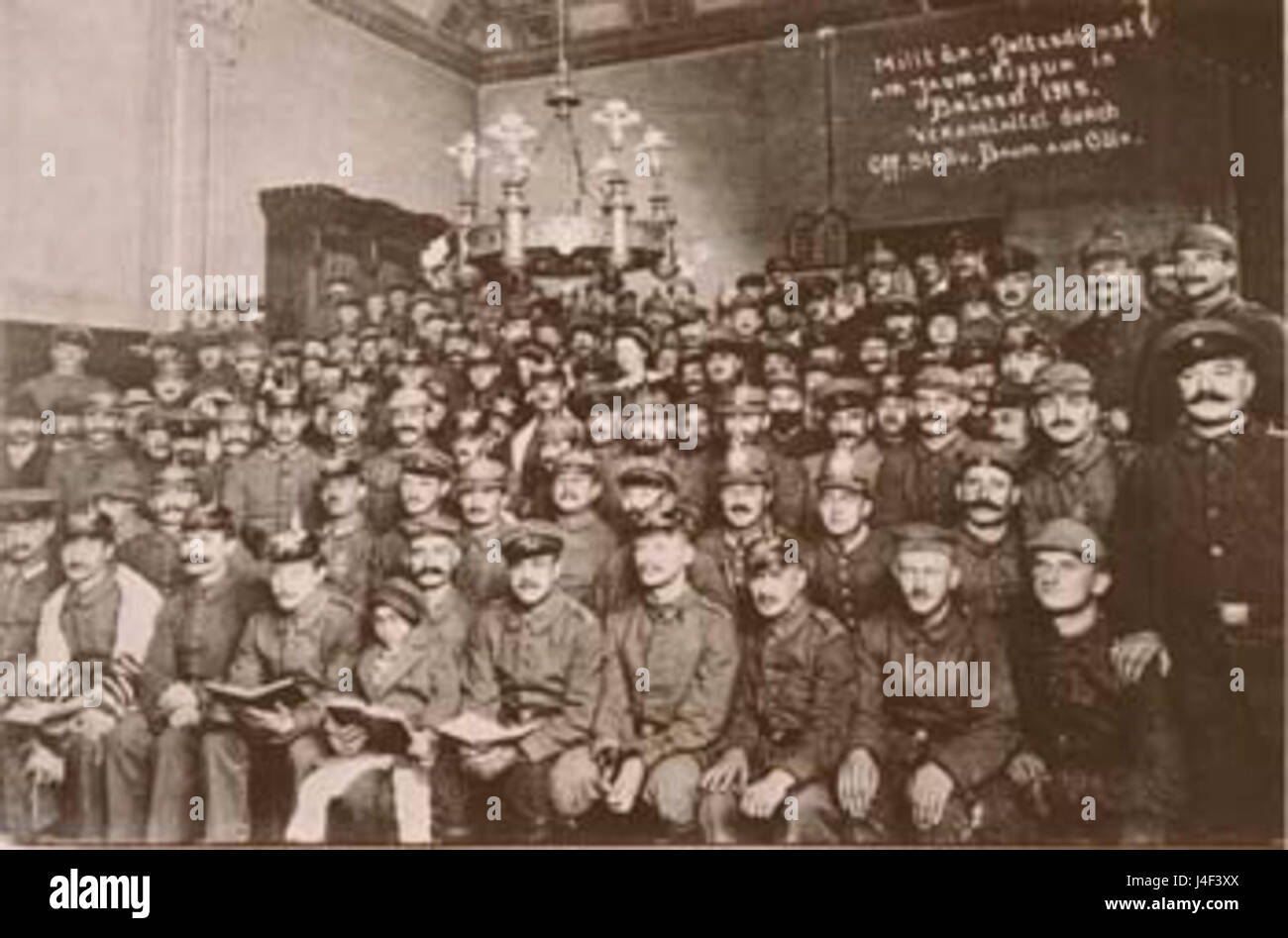 Jewish and German Soldiers Prayer in Yom Kippur WW1 Brussels 1915 Stock ...