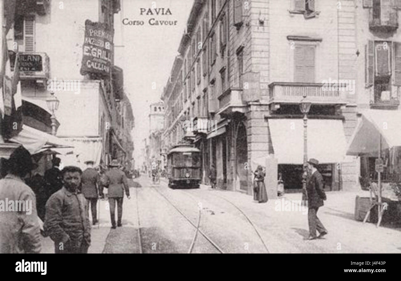 Corso Cavour in Pavia, Italy, is a historical street known for its ...