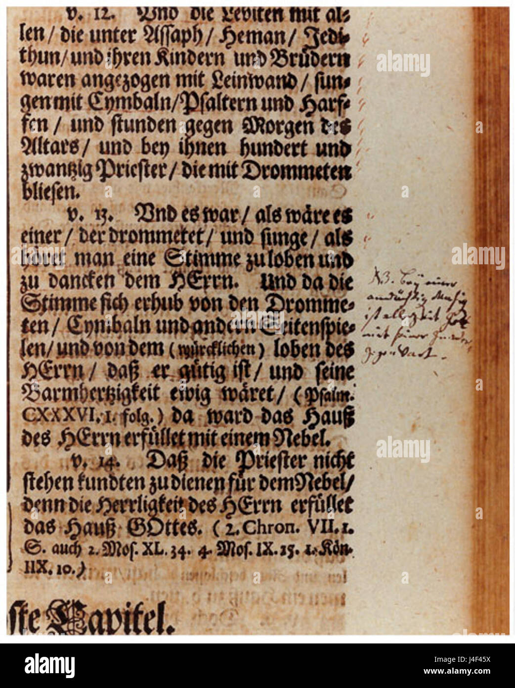 Bach Calov Bibel 2 Chr 5 13 Stock Photo - Alamy
