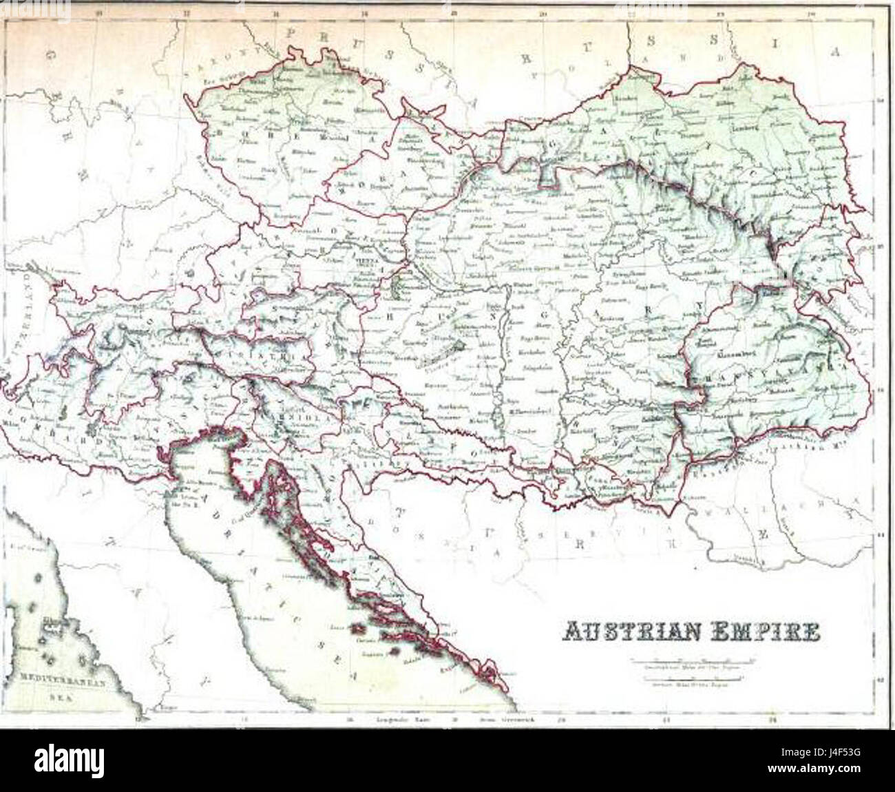 Map of the Austrian Empire 1855 Stock Photo - Alamy
