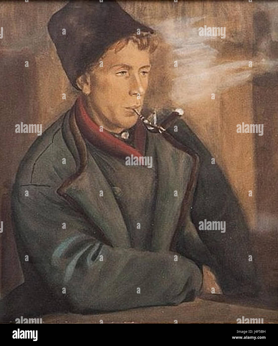 Marcia Oakes Woodbury Man smoking Stock Photo - Alamy