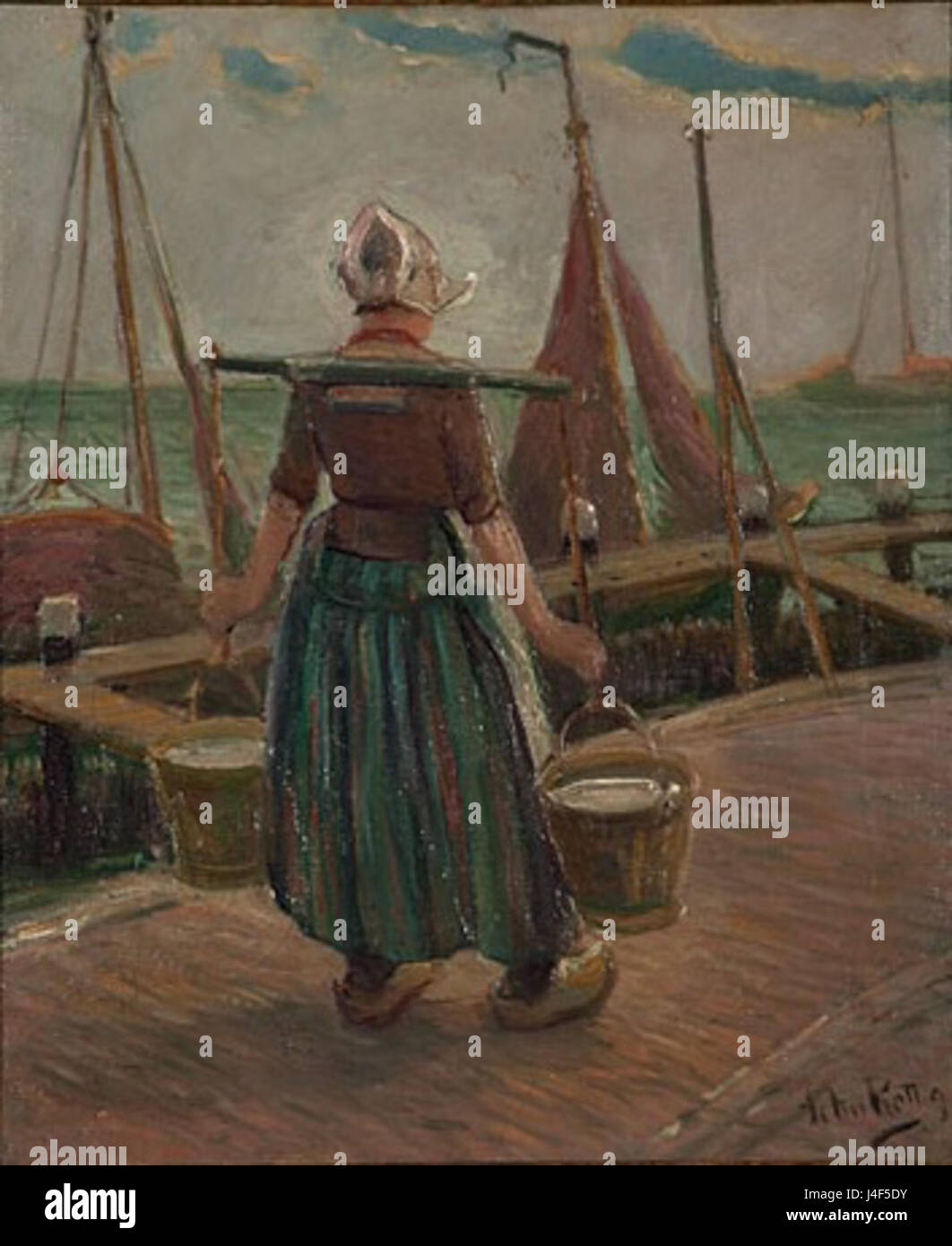 A portrait or illustration of a Dutch maiden from the 19th century ...