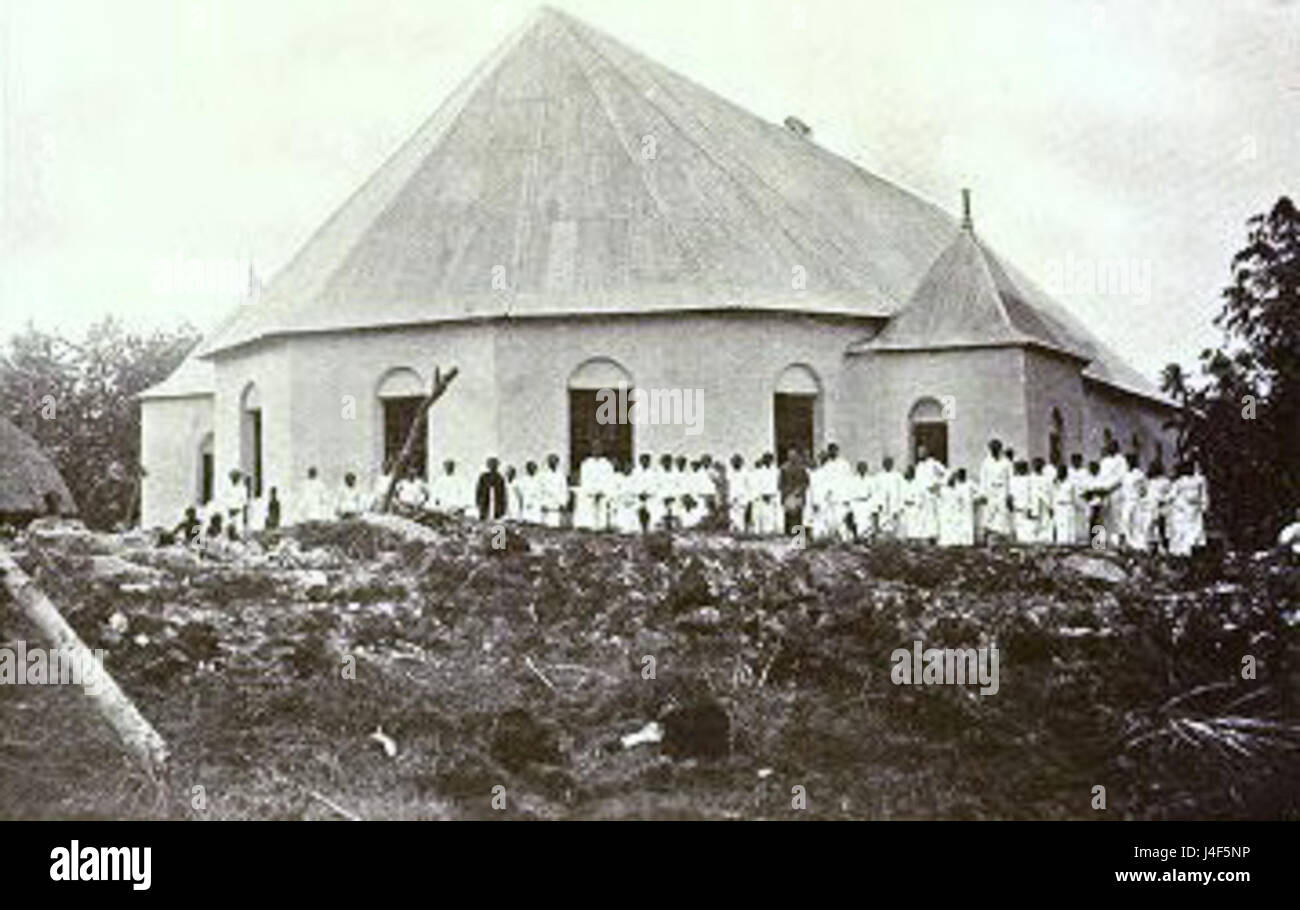 Large stone Methodist church Satupaitea Samoa c. 1908 Stock Photo - Alamy