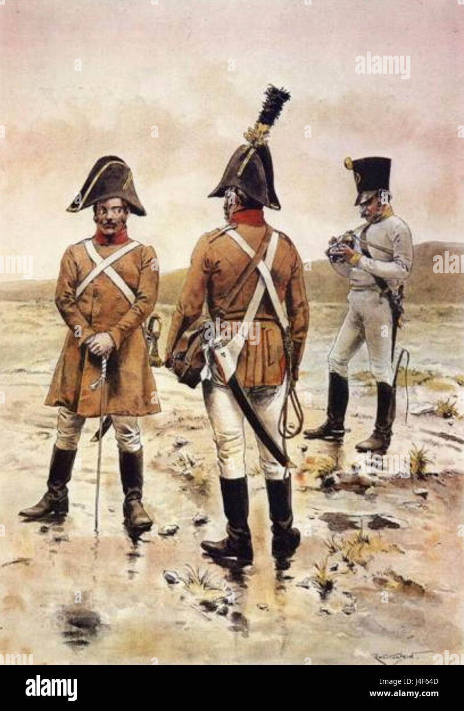 A historical illustration of Austrian artillery from the 1809 period ...