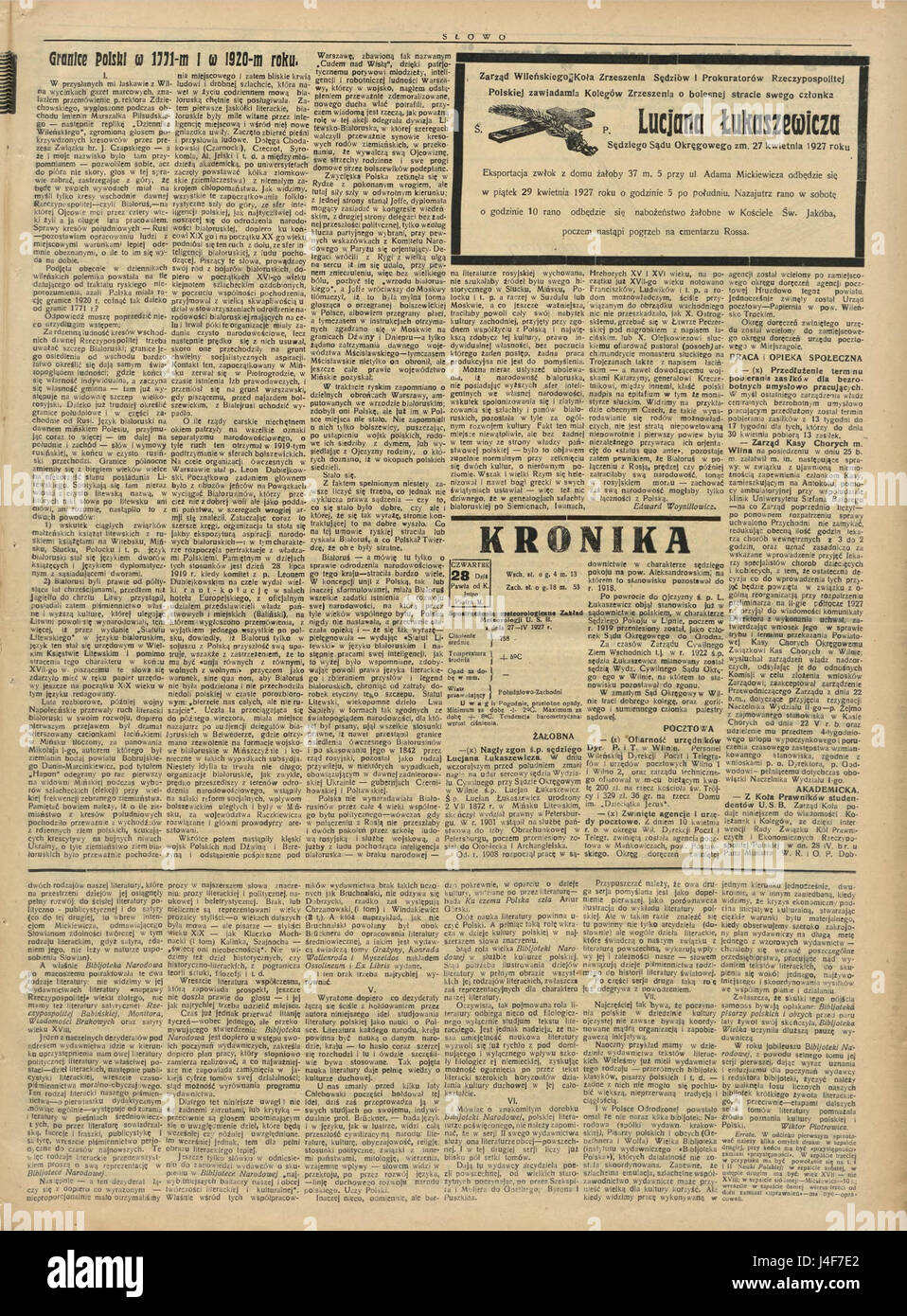 Slowo 1927, nr 96 Edward Woynillowicz article p 3 Stock Photo - Alamy
