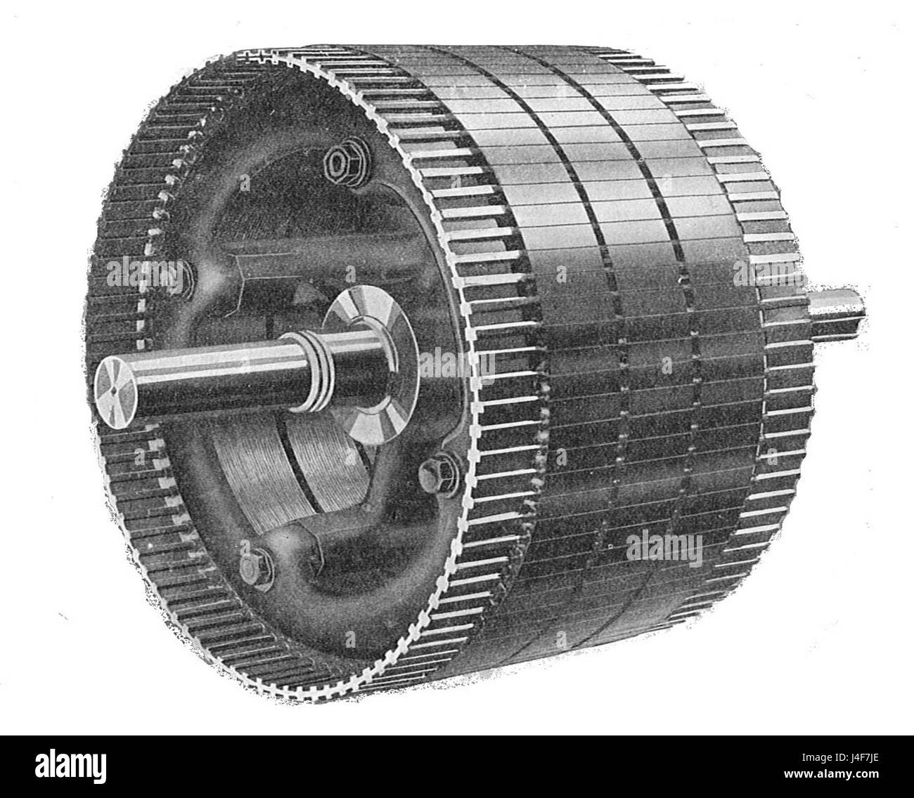 The rotor for a squirrel cage induction motor, as described in Rankin ...