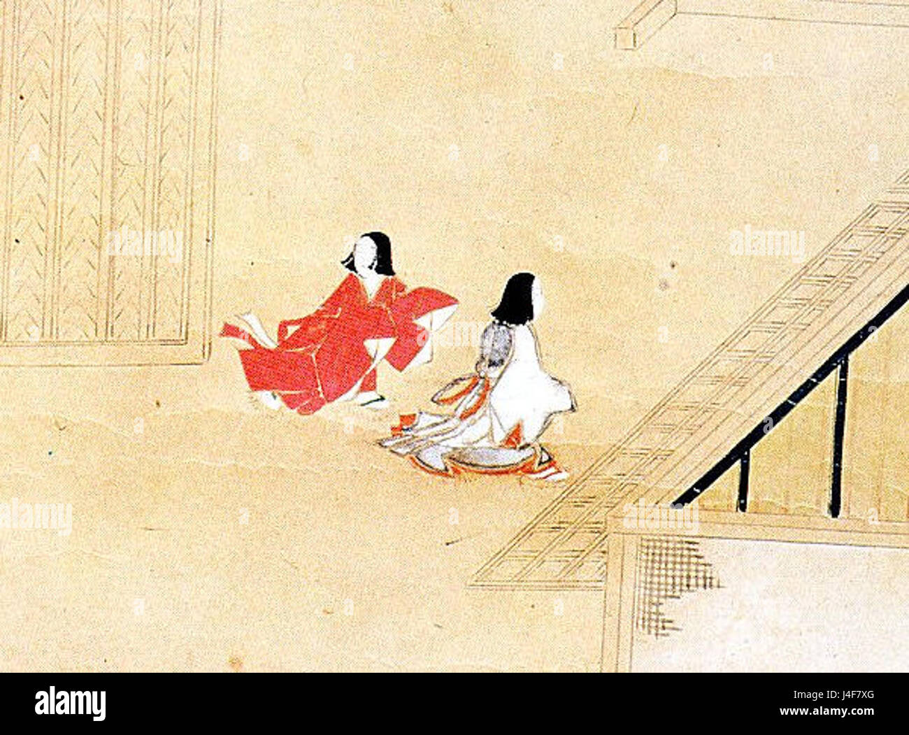 This title refers to a detailed scene from the 'Saigyo Monogatari Emaki ...