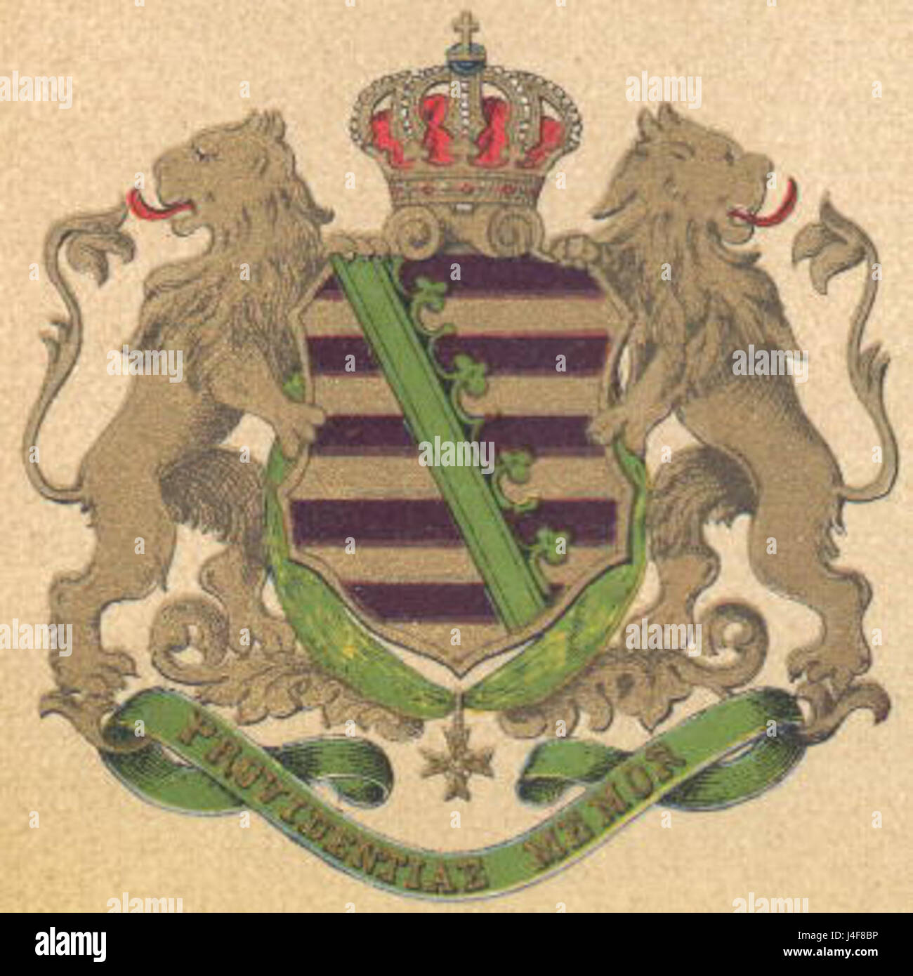 The small coat of arms of Saxony, a state in Germany, features a ...