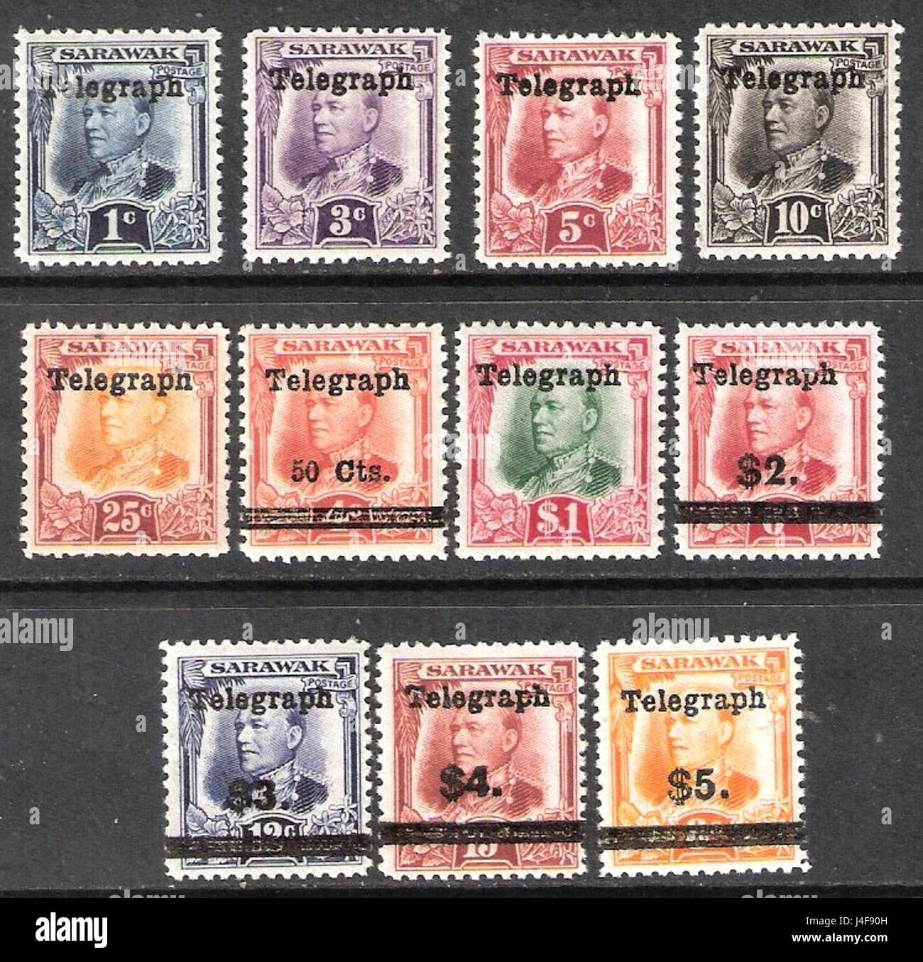 The Sarawak telegraph stamps from 1932 were used for official ...