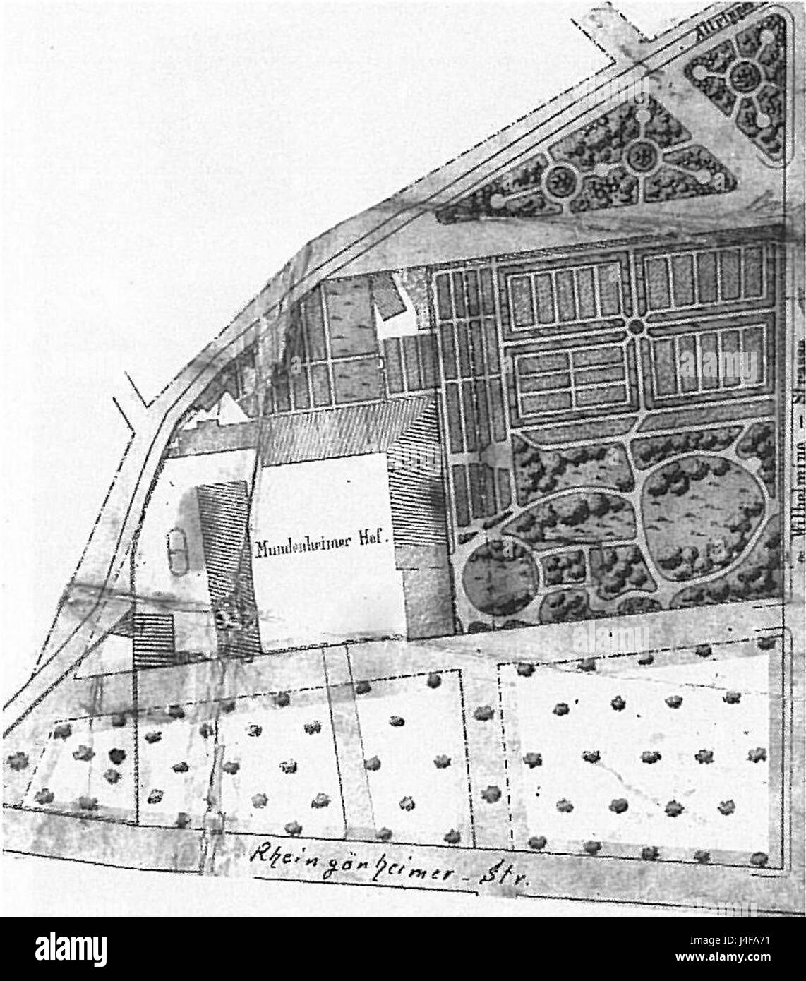 A map from 1896 detailing the layout of the Mundenheimer Hofgut, a ...