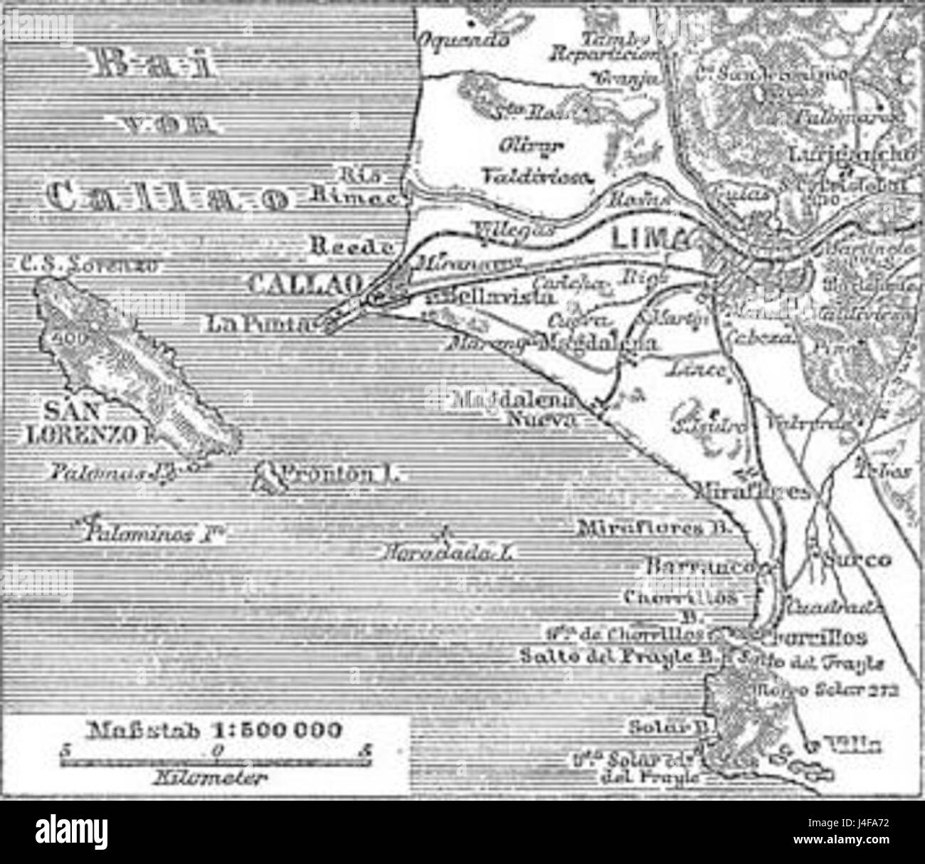 The Situationsplan von Lima is a historical map illustrating the layout ...