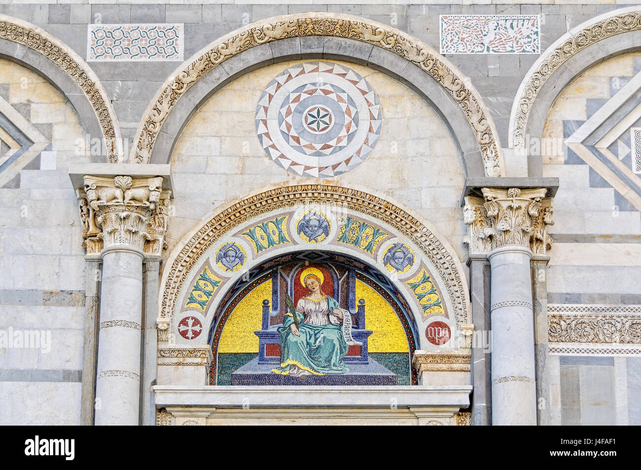 Mosaic by Giuseppe Modena da Lucca of the Saint Reparata, lunette above ...