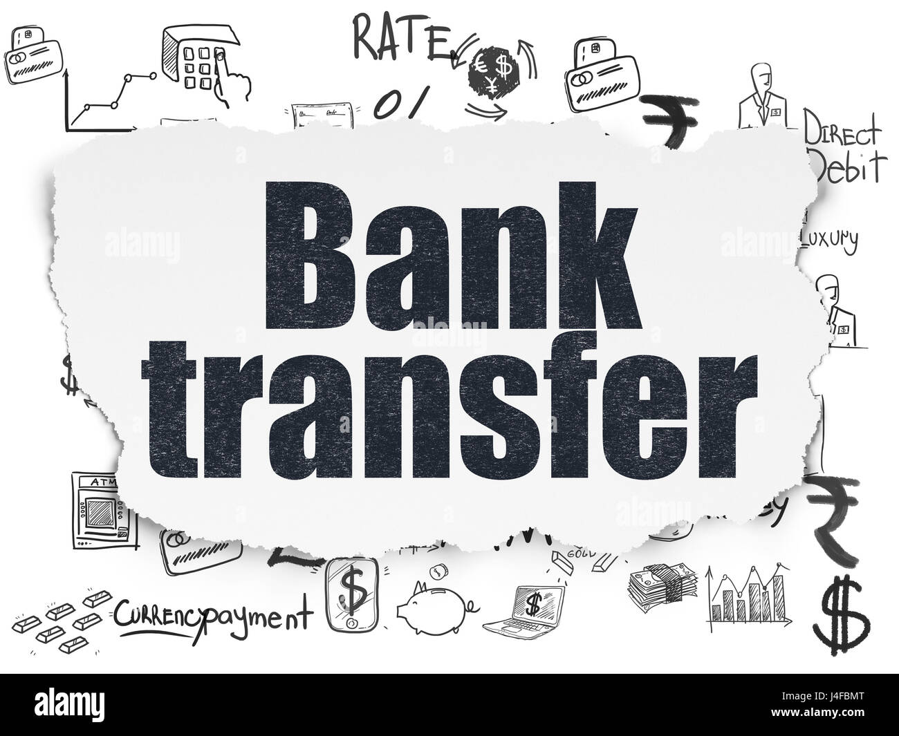 Money concept: Bank Transfer on Torn Paper background Stock Photo - Alamy