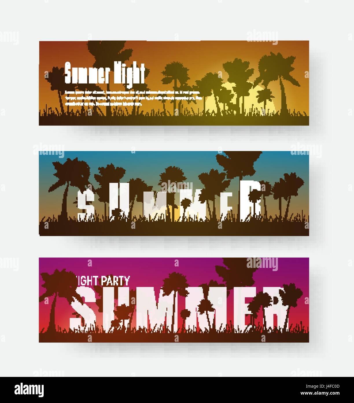 Palms sun tropical sunset vector hi-res stock photography and images ...